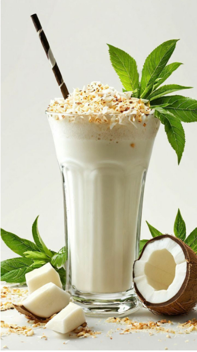 White Maximalist Creamy Coconut Milkshake Drink Mockup Digital Display ...