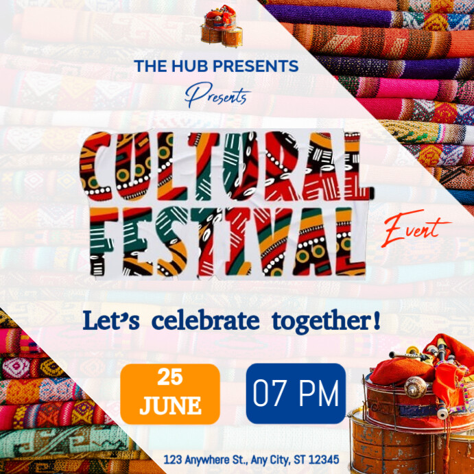 White Maximalist Cultural Festival Event Advert Instagram Post Template ...