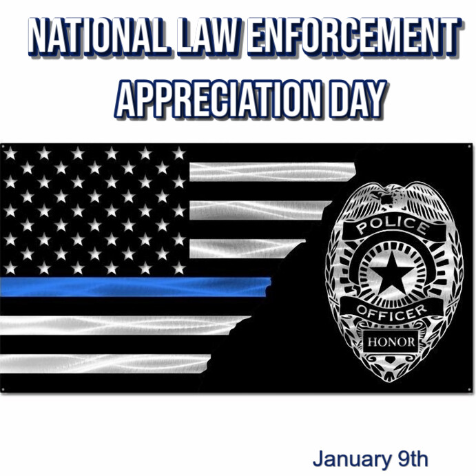 White Maximalist Customizable National Law Enforcement Appreciation Day ...