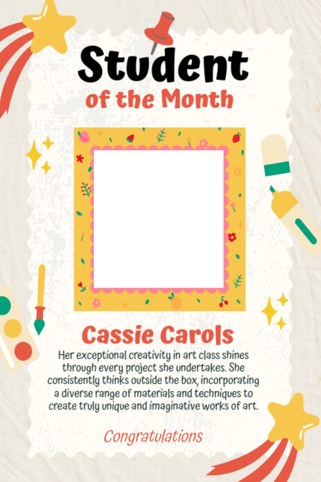Copy of White Maximalist Cute Student Of The Month Poster | PosterMyWall