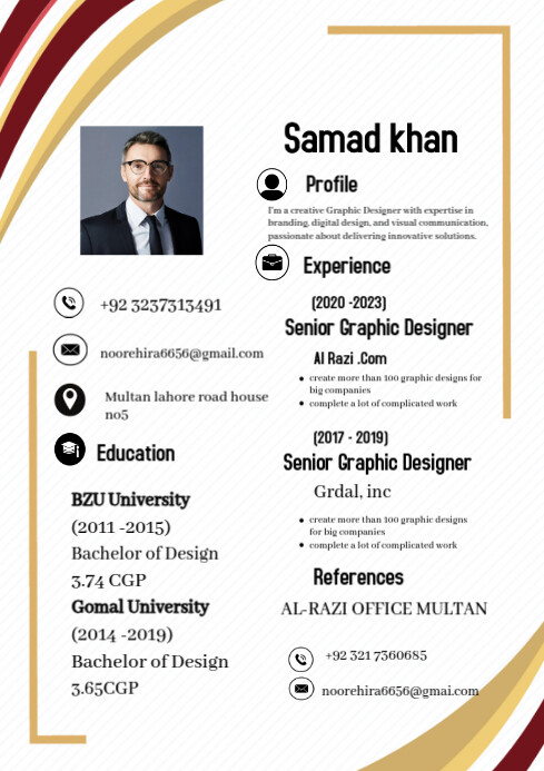 White Maximalist Cv Resume A4 Template | PosterMyWall