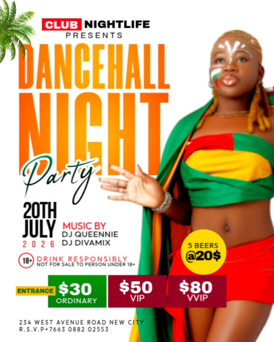 Copy of White Maximalist Dancehall Night Party Caribbean Themed Reggae ...