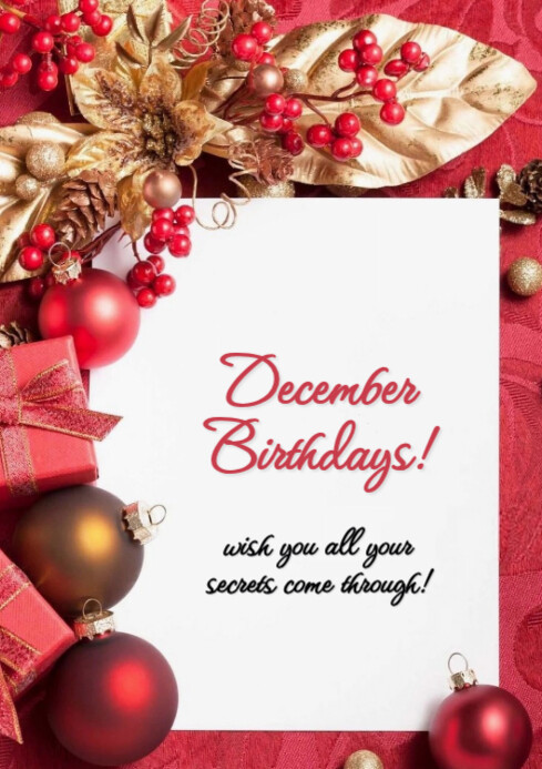 White Maximalist December Birthdays A4 Template | PosterMyWall