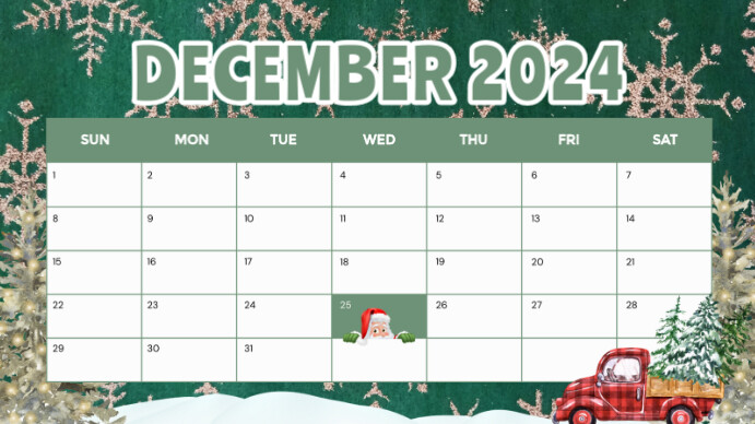 White Maximalist December Calendar Digital Display (16:9) Template ...