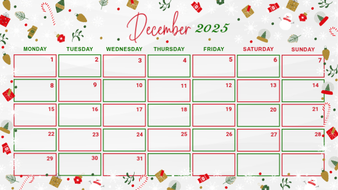 White Maximalist December Calendar Presentation (16:9) Template ...