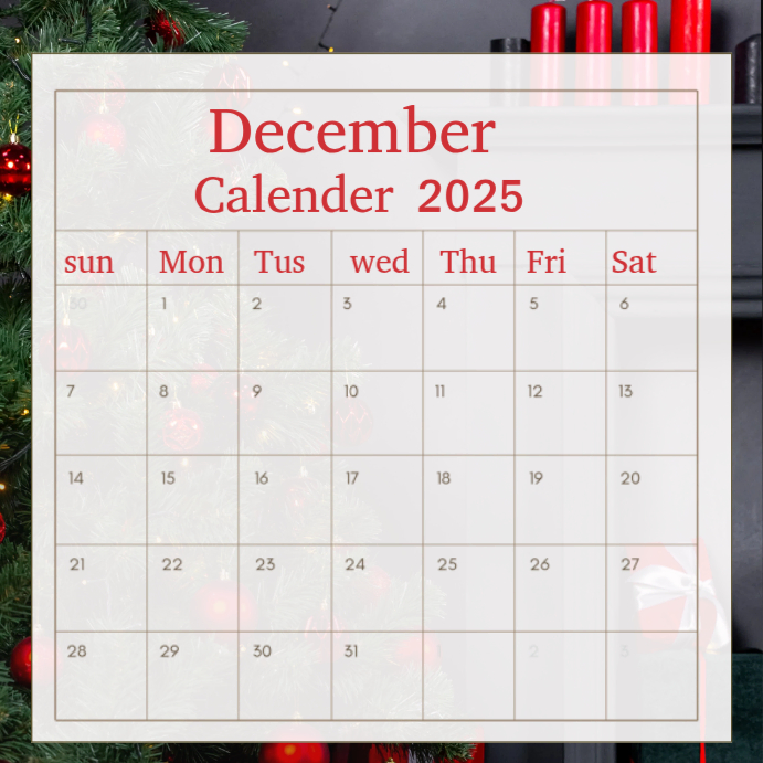 White Maximalist December Calender 2025 Instagram Post Template ...