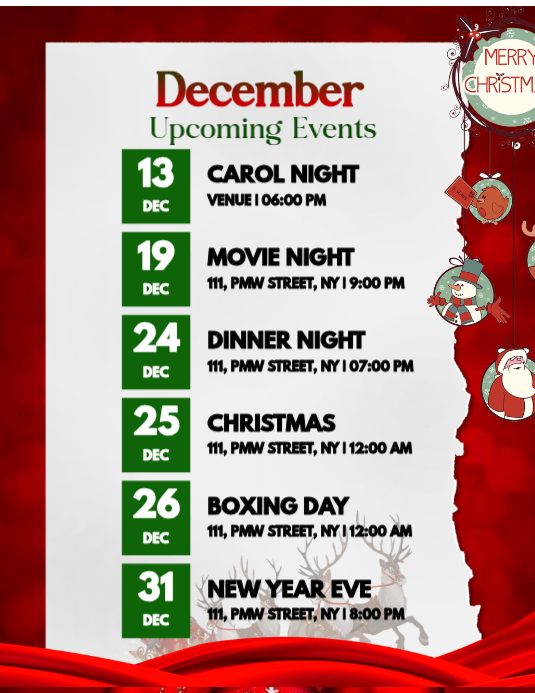 White Maximalist December Events Flyer (us Letter) Template | PosterMyWall