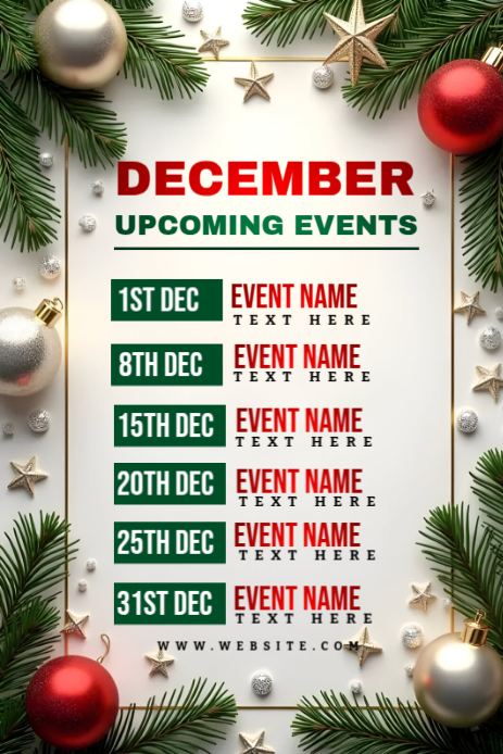 White Maximalist December Upcoming Events Pinterest Graphic Template ...