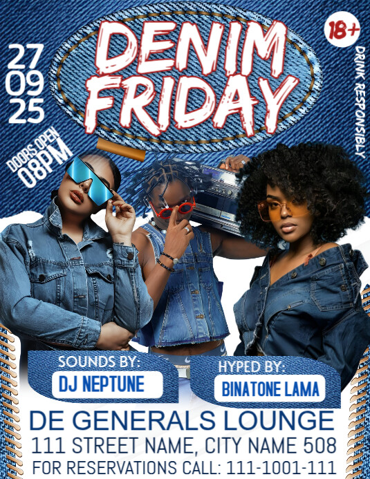 Copy of White Maximalist Denim Party Ads Flyer (us Letter) | PosterMyWall