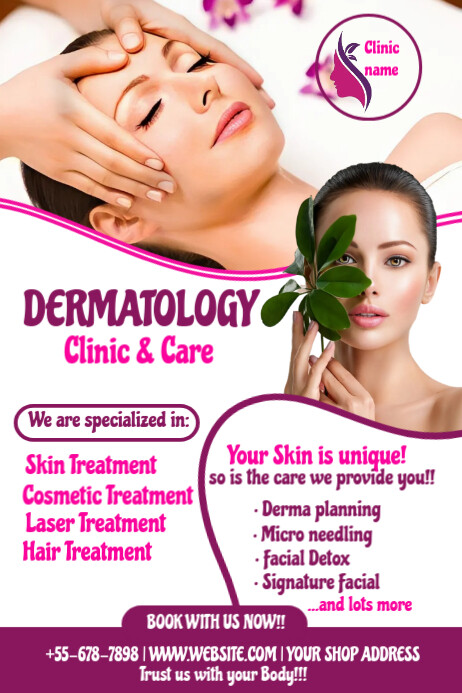 White Maximalist Dermatology Flyer Poster เทมเพลต | PosterMyWall