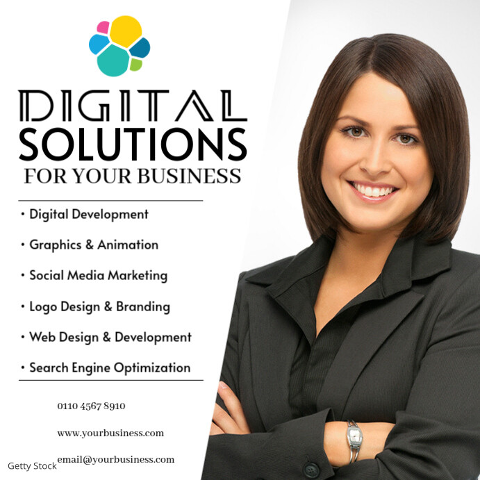 White Maximalist Digital Solutions Instagram Post Template | PosterMyWall