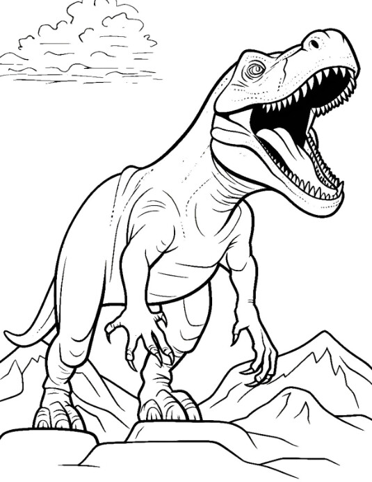 White Maximalist Dinosaur Coloring Page Flyer (us Letter) Template ...