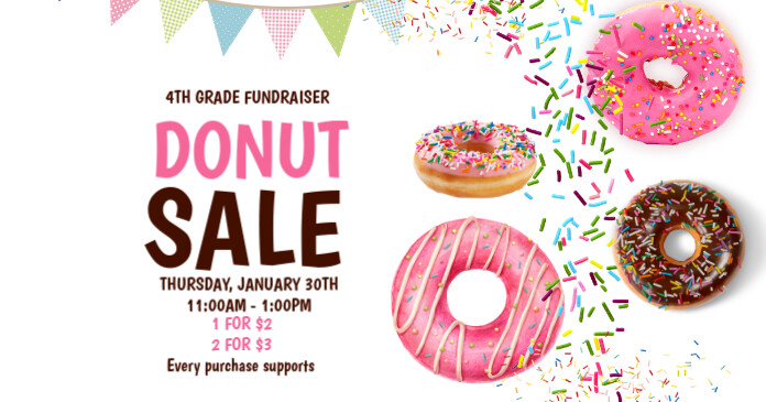 White Maximalist Donut Sale Facebook Shared Image Template | PosterMyWall