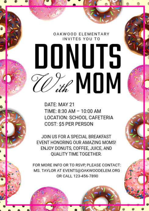 Copy of White Maximalist Donuts With Mom A4 | PosterMyWall