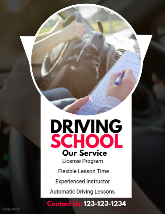 White Maximalist Driving School Flyer (us Letter) Template | PosterMyWall