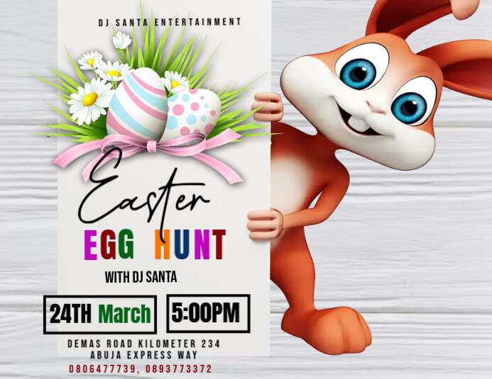 White Maximalist Easter Bunny Flyer (us Letter) Template | PosterMyWall
