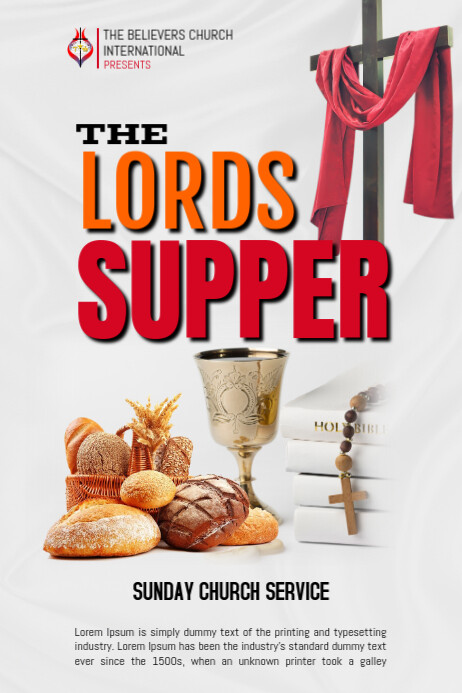 White Maximalist Easter Lords Supper Sunday Service Template Design ...