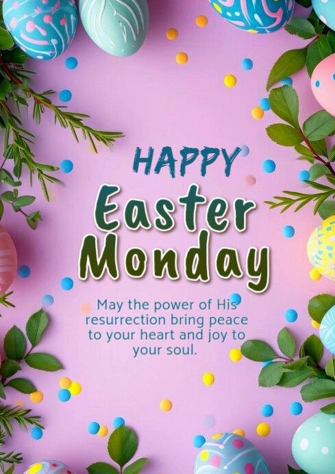 White Maximalist Easter Monday A4 Template | PosterMyWall