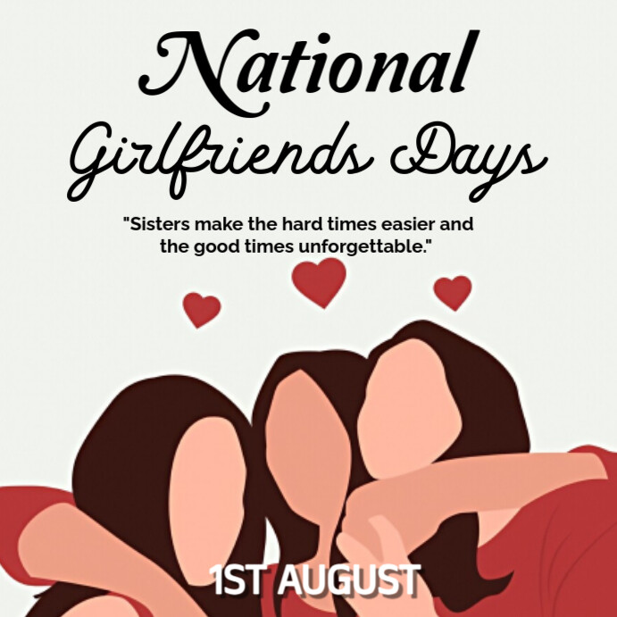 White Maximalist Editable National Girlfriend Day Love & Appreciation ...