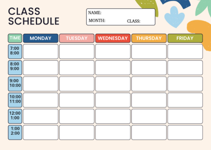 White Maximalist Editable Weekly Class Schedule Template For Students ...
