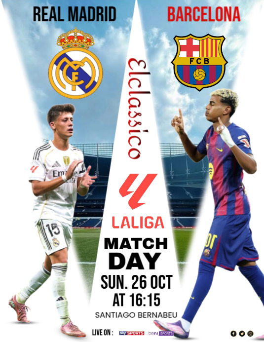 Plantilla de White Maximalist El Classico Real Madrid Vs Barcelona ...