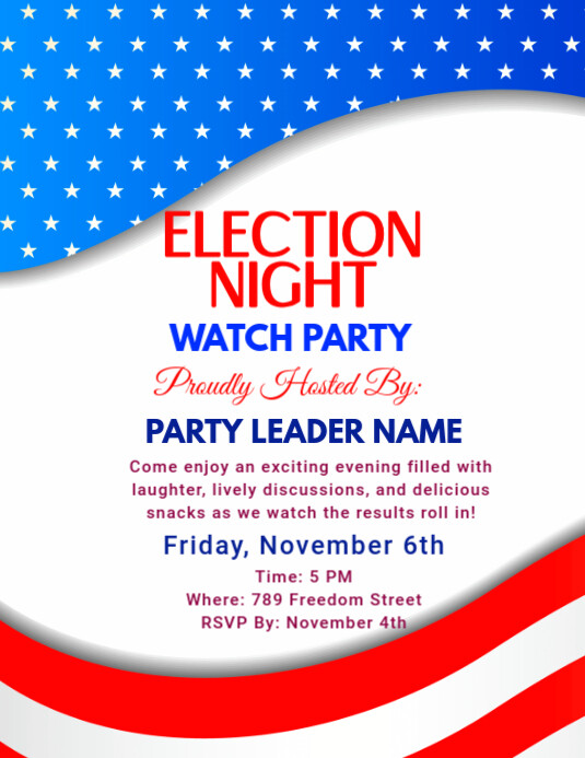 Copy of White Maximalist Election Watch Party Invitation Flyer (us ...