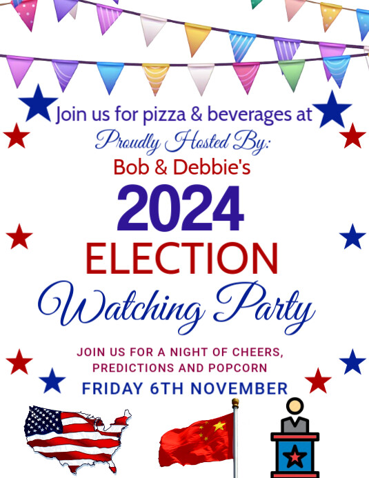 Copy of White Maximalist Election Watch Party Invitation Flyer (us ...