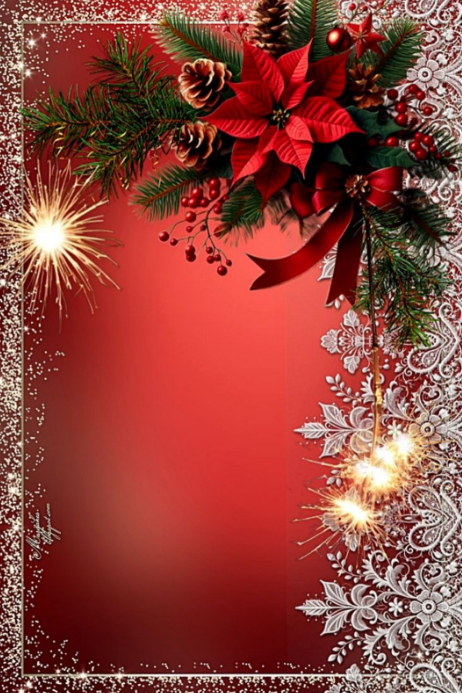 White Maximalist Elegant Christmas Sparkle Frame Poster Template ...