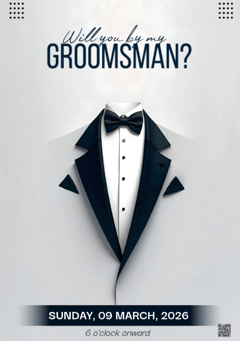Plantilla de White Maximalist Elegant Will You Be My Groomsman Proposal ...