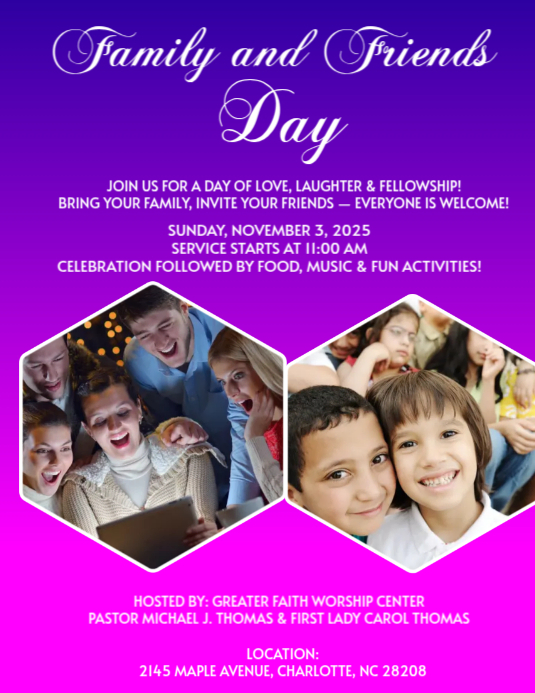 White Maximalist Family & Friends Day Flyer (us Letter) Template ...