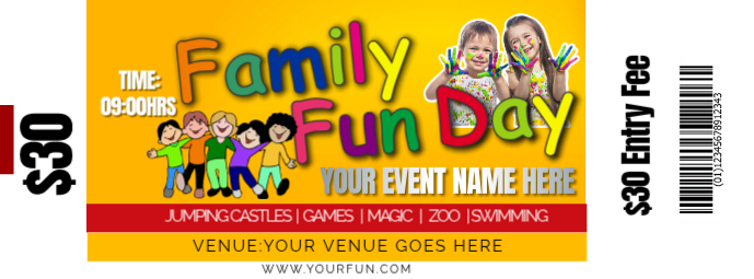 White Maximalist Family Fun Day Ticket Facebook Cover Photo Template ...