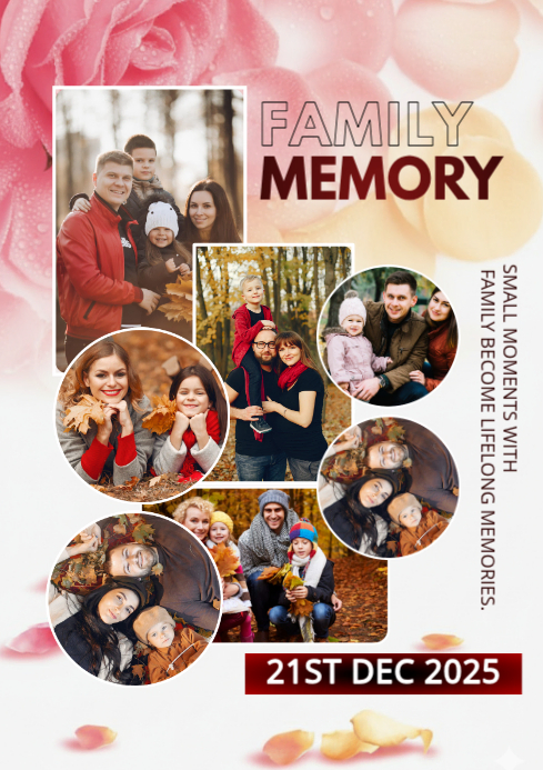 White Maximalist Family Memory A4 Template | PosterMyWall