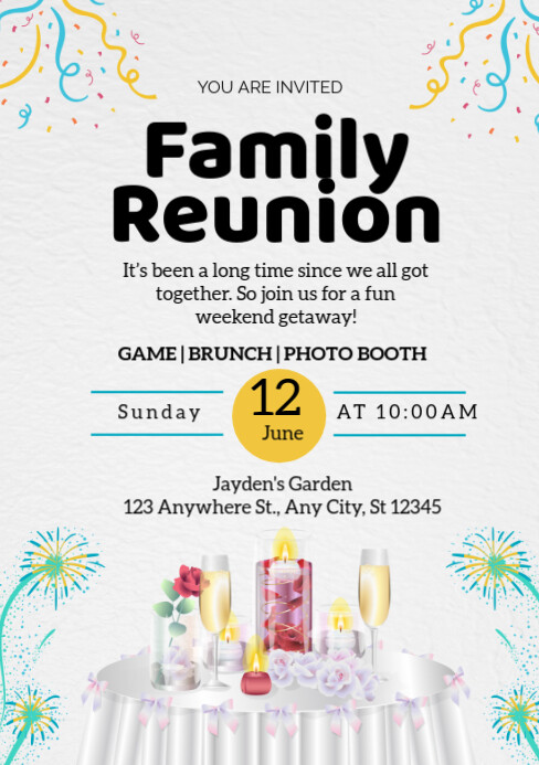 White Maximalist Family Reunion A5 Template | PosterMyWall