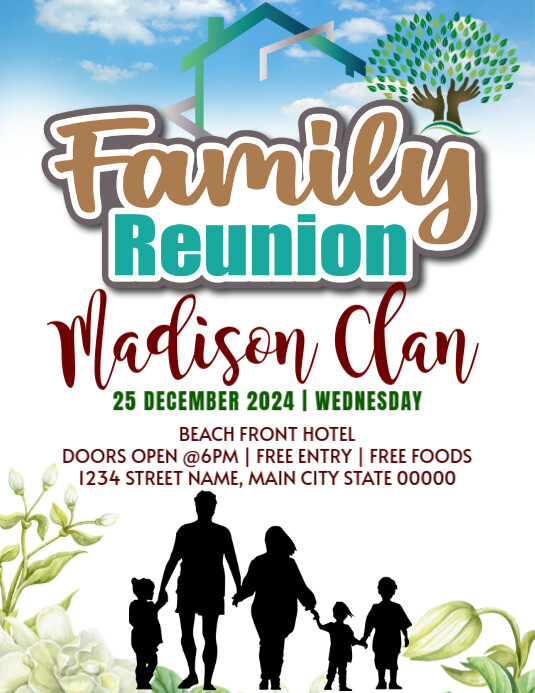 White Maximalist Family Reunion Flyer (us Letter) Template | PosterMyWall