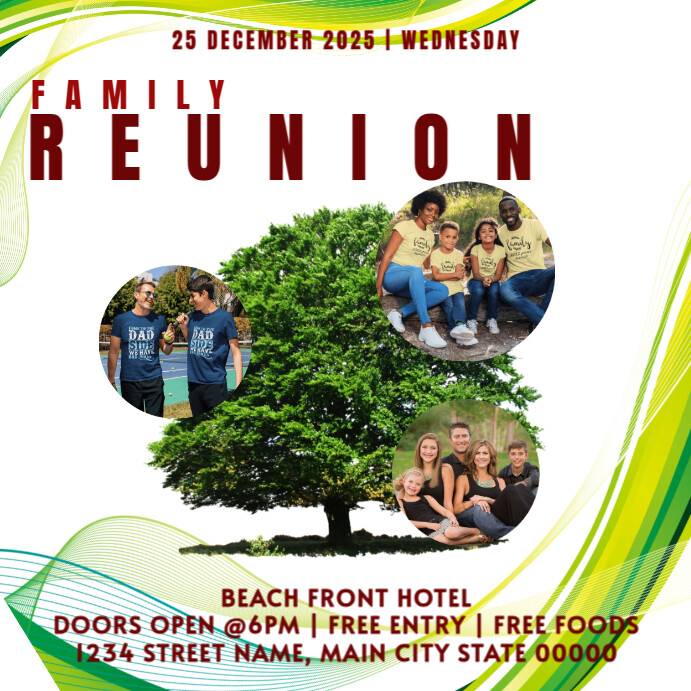 White Maximalist Family Reunion Instagram Post Template | PosterMyWall