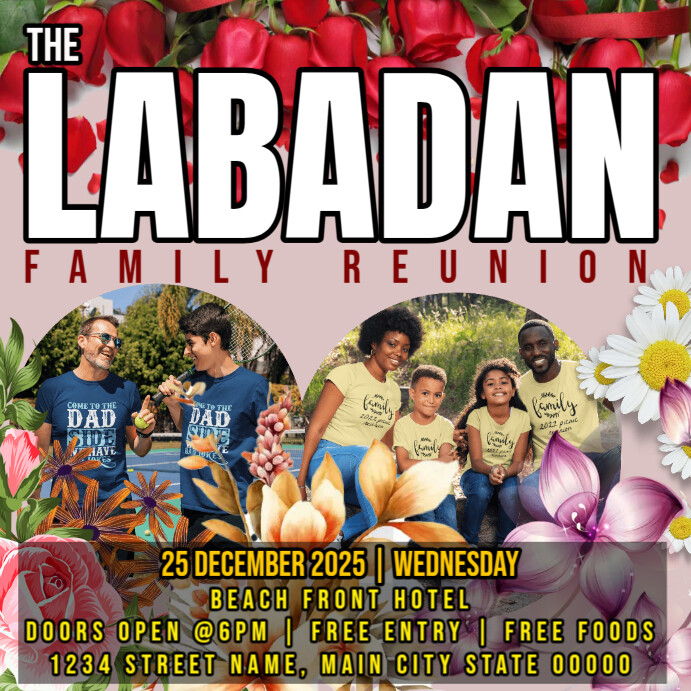 White Maximalist Family Reunion Instagram Post Template | PosterMyWall