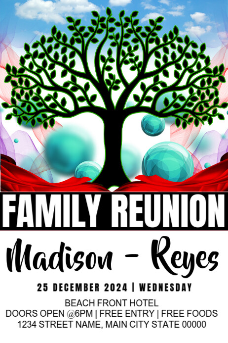 White Maximalist Family Reunion Poster Template | PosterMyWall