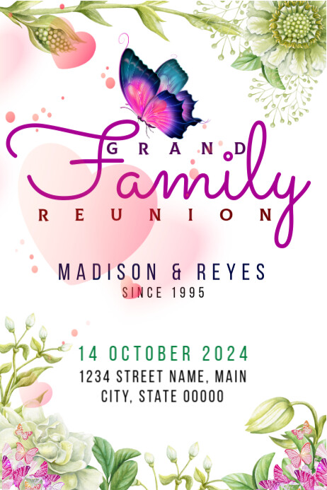 White Maximalist Family Reunion Poster Template | PosterMyWall