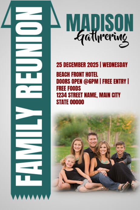 White Maximalist Family Reunion Poster Template | PosterMyWall