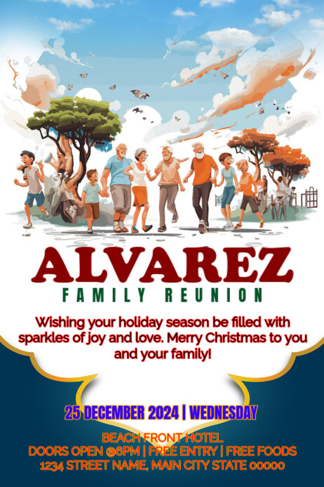 White Maximalist Family Reunion Poster Template | PosterMyWall