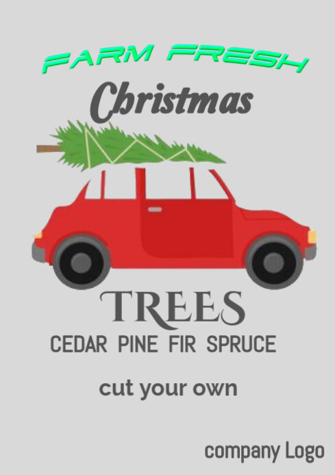 White Maximalist Farm Fresh Christmas Tree Flyer A4 Template | PosterMyWall