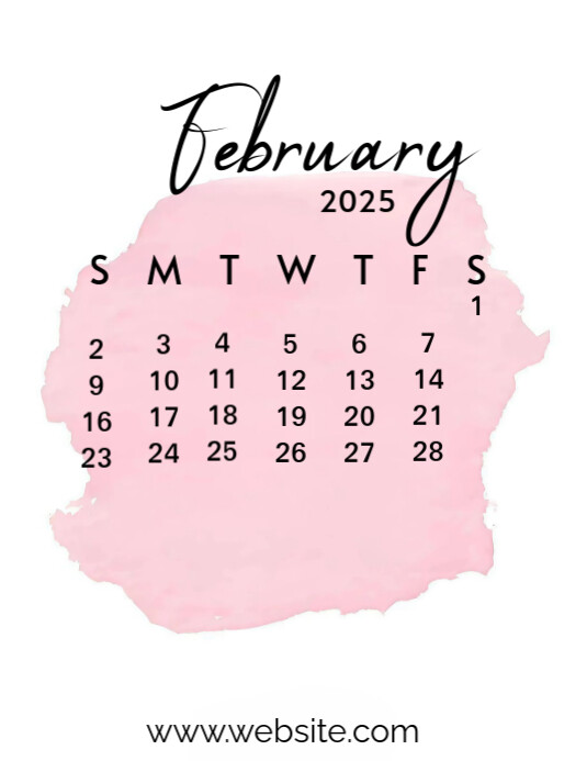 White Maximalist February 2025 Calendar Flyer (us Letter) Template ...