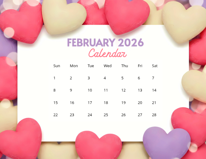 Plantilla de White Maximalist February 2026 Calendar Flyer (us Letter ...