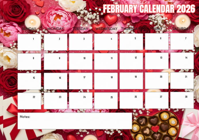 Plantilla de White Maximalist February Calendar A4 | PosterMyWall