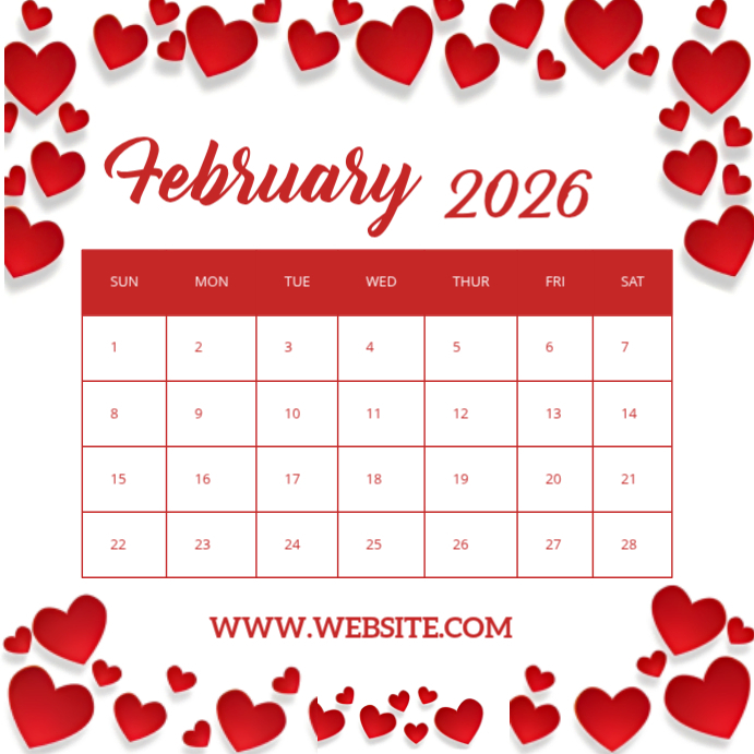 White Maximalist February Calendar Instagram Post Template | PosterMyWall