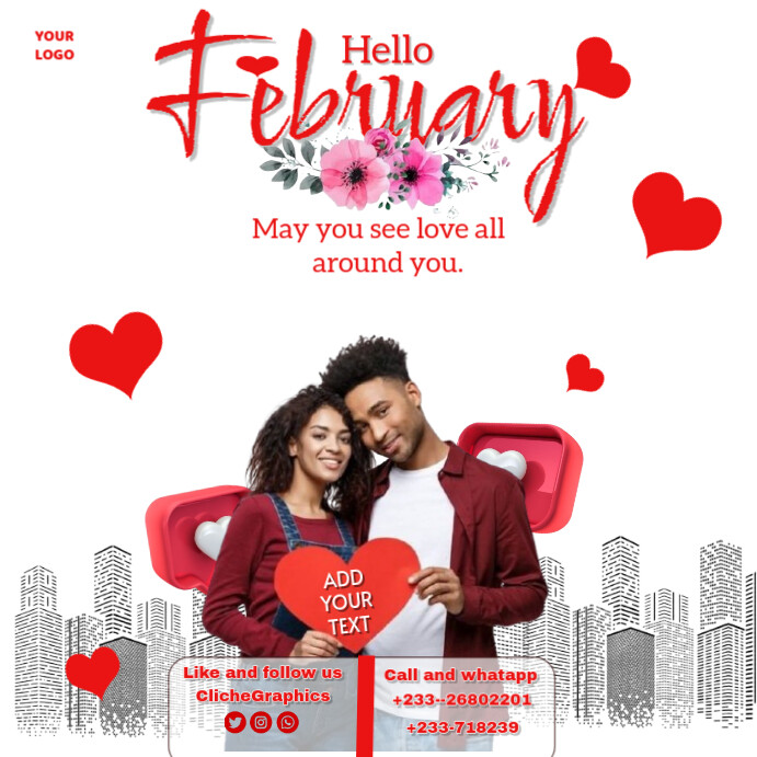 White Maximalist February Greeting Quotes Instagram Post Template ...