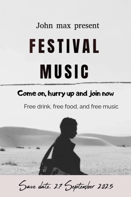 White Maximalist Festival Music Poster Template | PosterMyWall