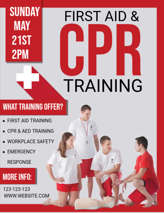 White Maximalist First Aid & Cpr Training Flyer (us Letter) Template ...