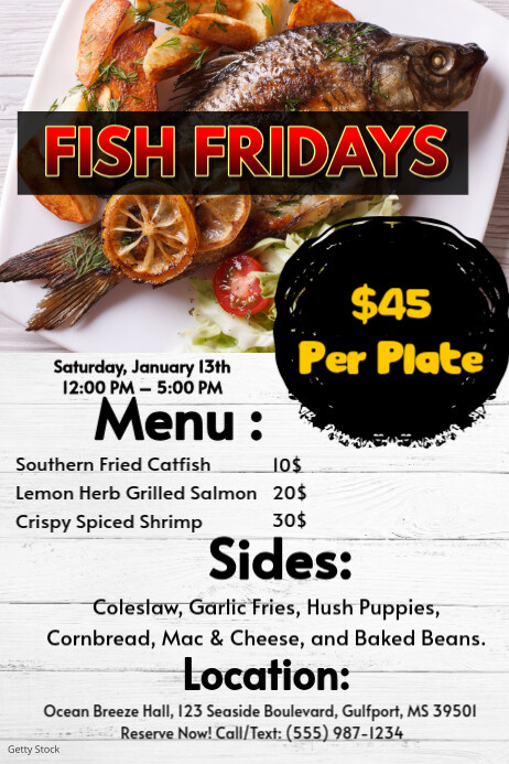 Copy of White Maximalist Fish Fridays Banner 4' × 6' | PosterMyWall