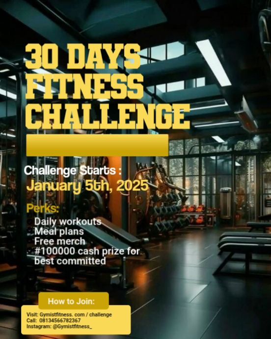 White Maximalist Fitness/ Gym Flyer Template Instagram Portrait ...
